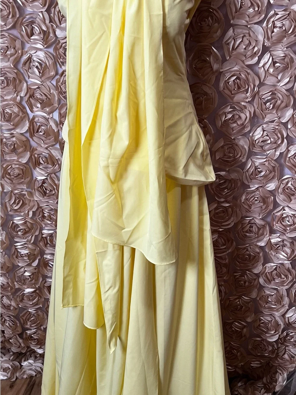 Dresses | Lemon Yellow Draped Neck Dress With Scarf New Without Tags ...